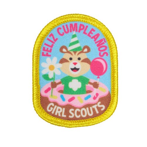 Feliz Cumpleanos Chipmunk Sew-On Patch | Girl Scout Shop