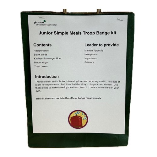 GSWW JUNIOR SIMPLE MEALS TROOP BADGE KIT| Girl Scout Shop